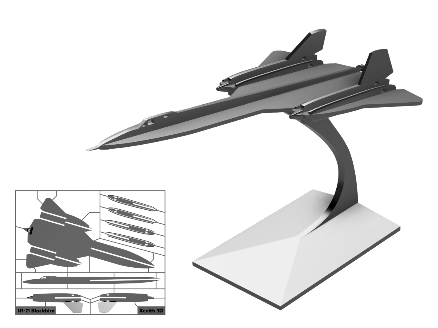 SR-71 Blackbird Airplane Kit Card by Xenith 3D | Download free STL ...