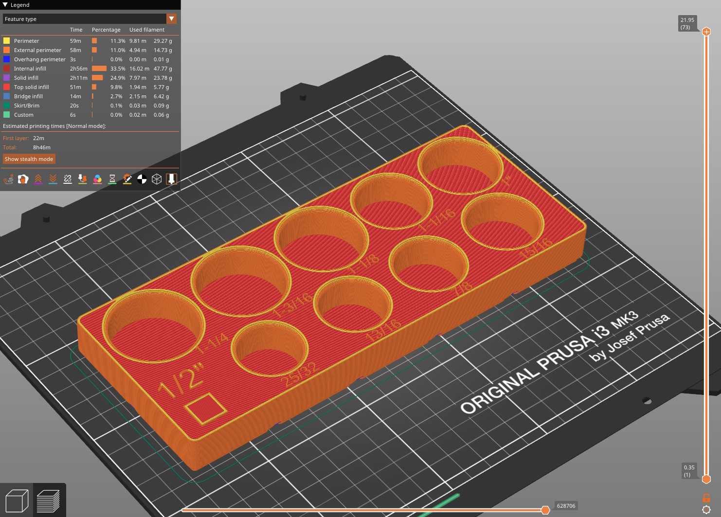 socket holder bin 1-1/4 to 25/32 sae, gridfinity by Richard Schalander ...