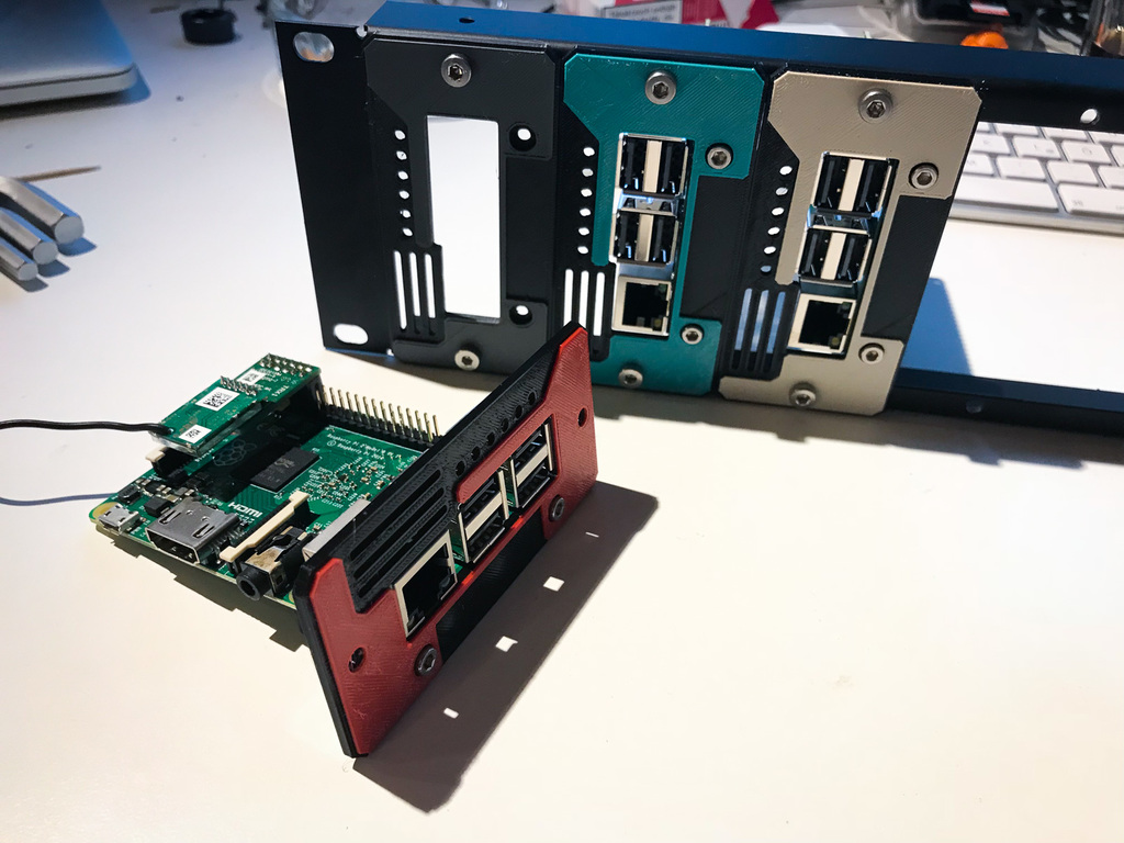 Rack Mount Adapter for Raspi 2 and 3 for modular 19" 2U system por ...