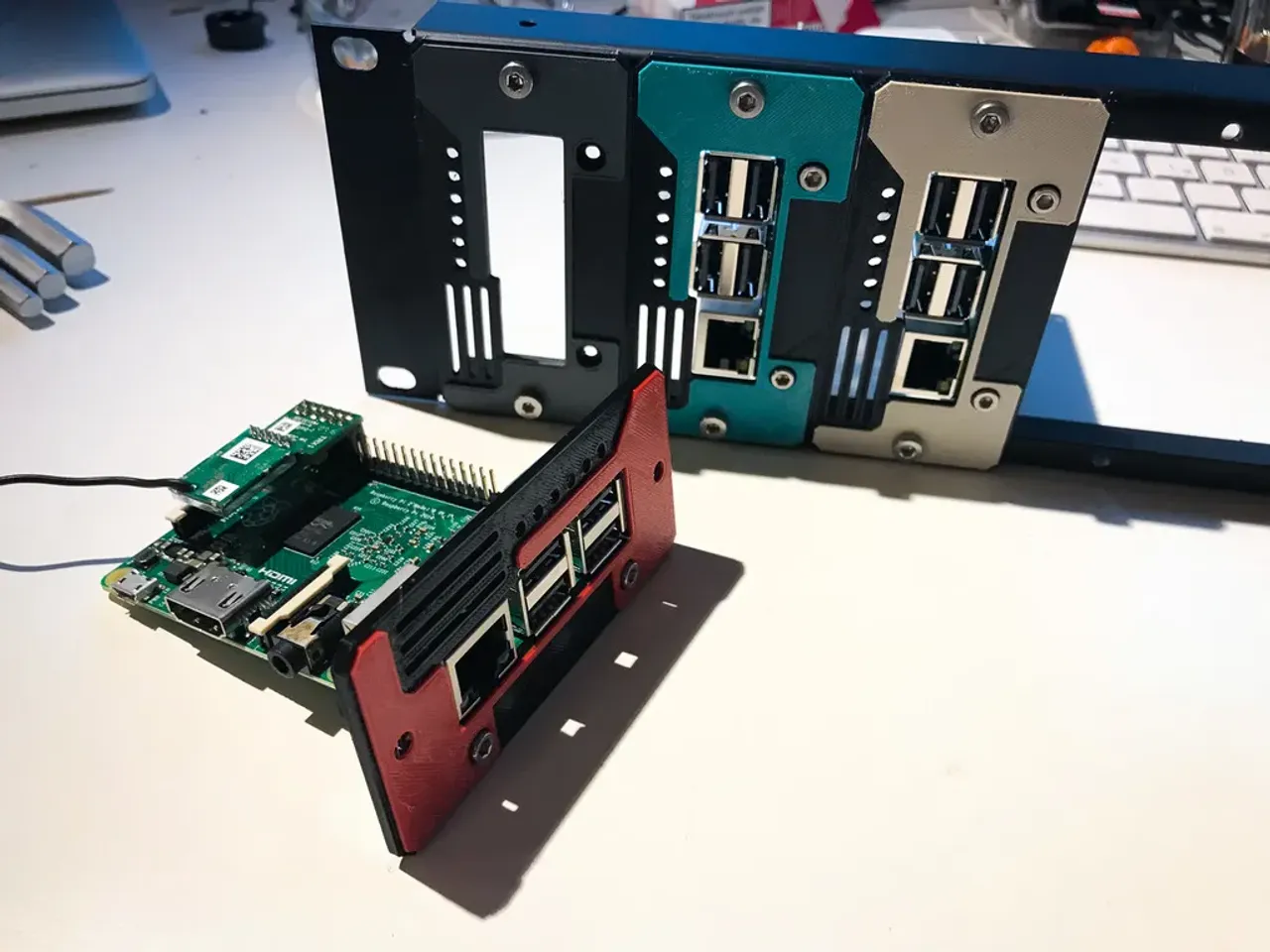 Rack Mount Adapter for Raspi 2 and 3 for modular 19" 2U system by ...