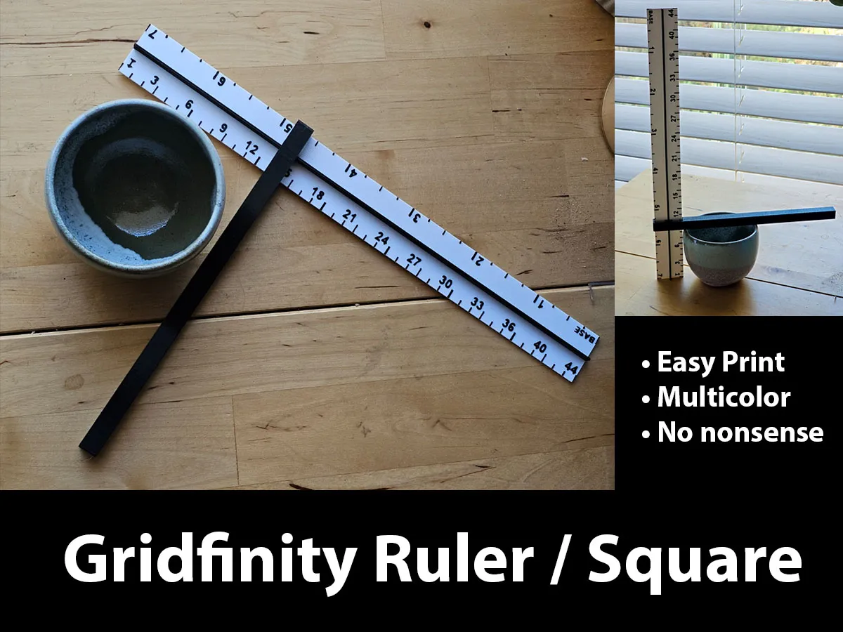 Gridfinity Ruler with Square Attachment by Natalie T | Download free ...