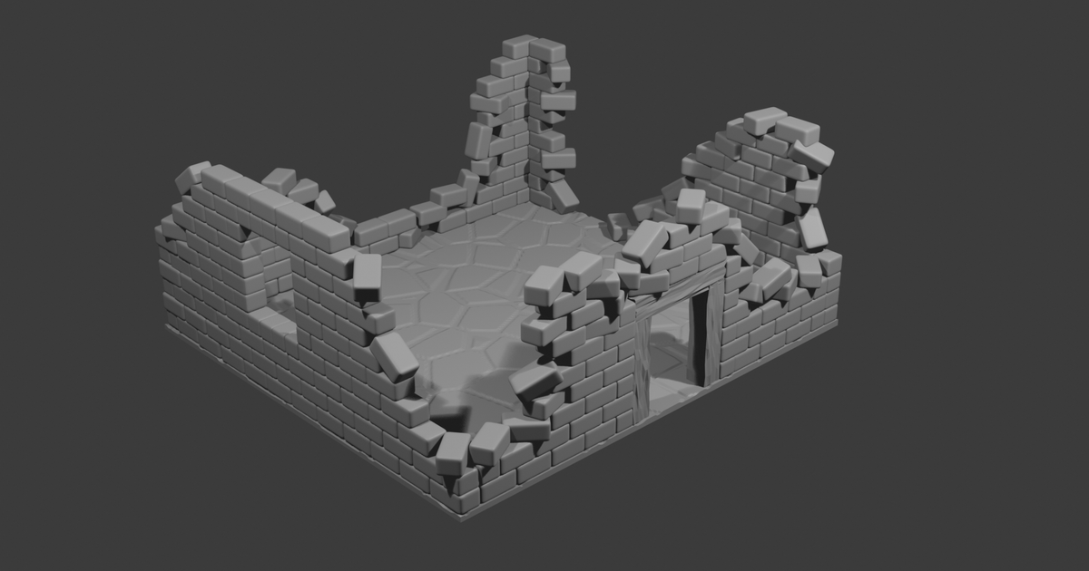 Battle Ruined Walls Terrain Scenery Wargame by 3DPau | Printables Store