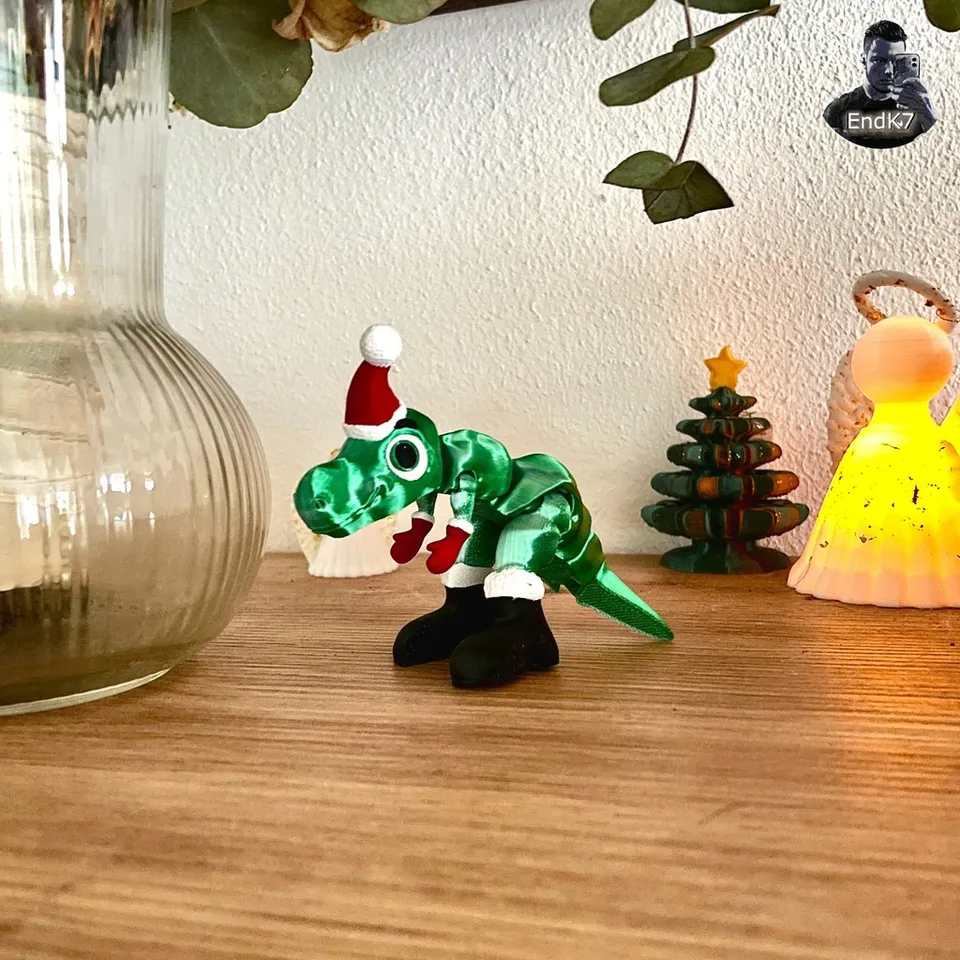 T-Rex Santa Edition - Aticulated - Print in Place - No Supports ...