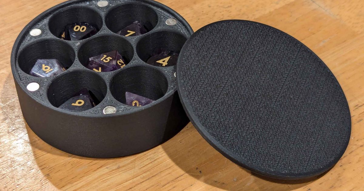 Simple Circular Dice Box (with magnets + .step files!) by bakerbelays ...