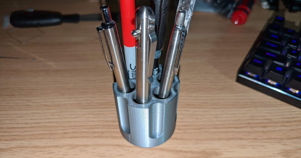 Revolver Cylinder Pen Holder by Pwninstein | Download free STL model ...