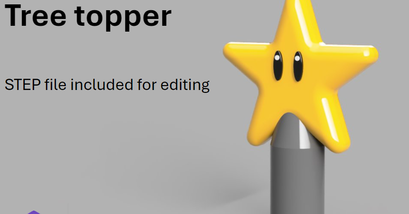Mario bros super star tree topper (With STEP file) by HuskyCo3D ...