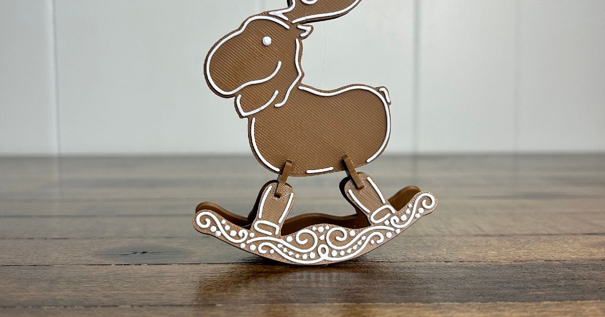 Gingerbread Rocking Moose by Built_Over_Bot | Printables Store