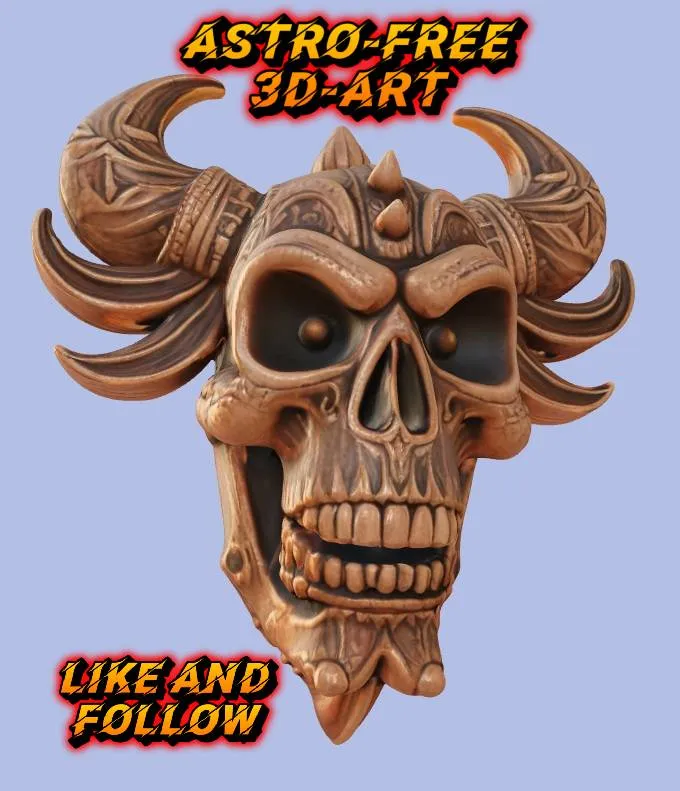 Skull Wall Deko #3 (FREE) by Astro-FREE-3D-Art | Download free STL ...