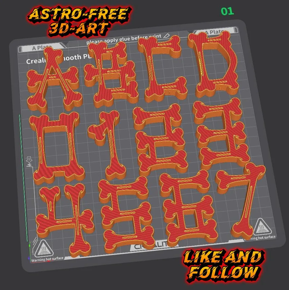 Bones Alphabet (for FREE) (33 Elements) by Astro-FREE-3D-Art | Download ...