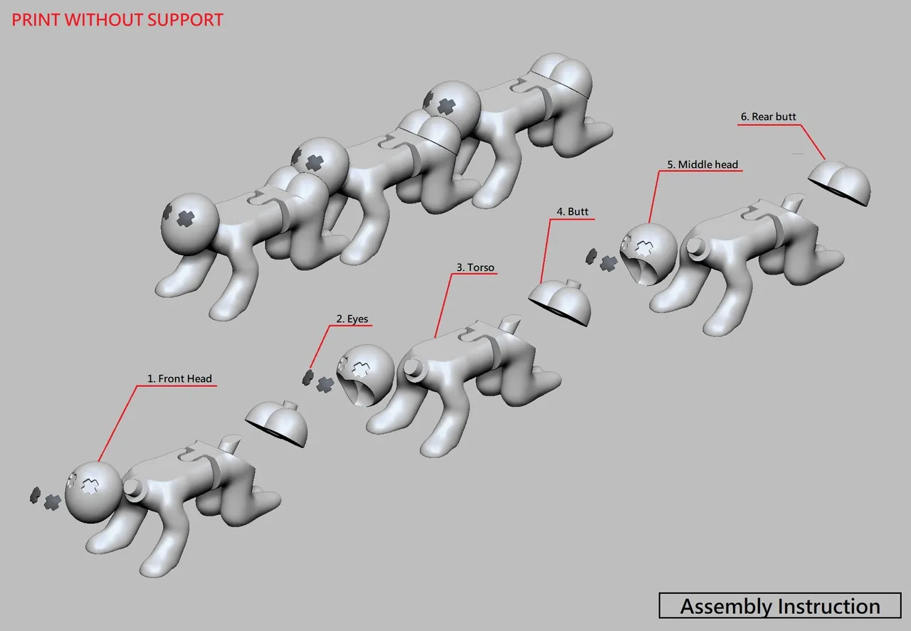 Articulated Human Centipede - No support by Jay Jay | Download free STL ...