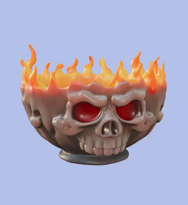 Skull Bowl with Flames (FREE) by Astro-FREE-3D-Art | Download free STL ...