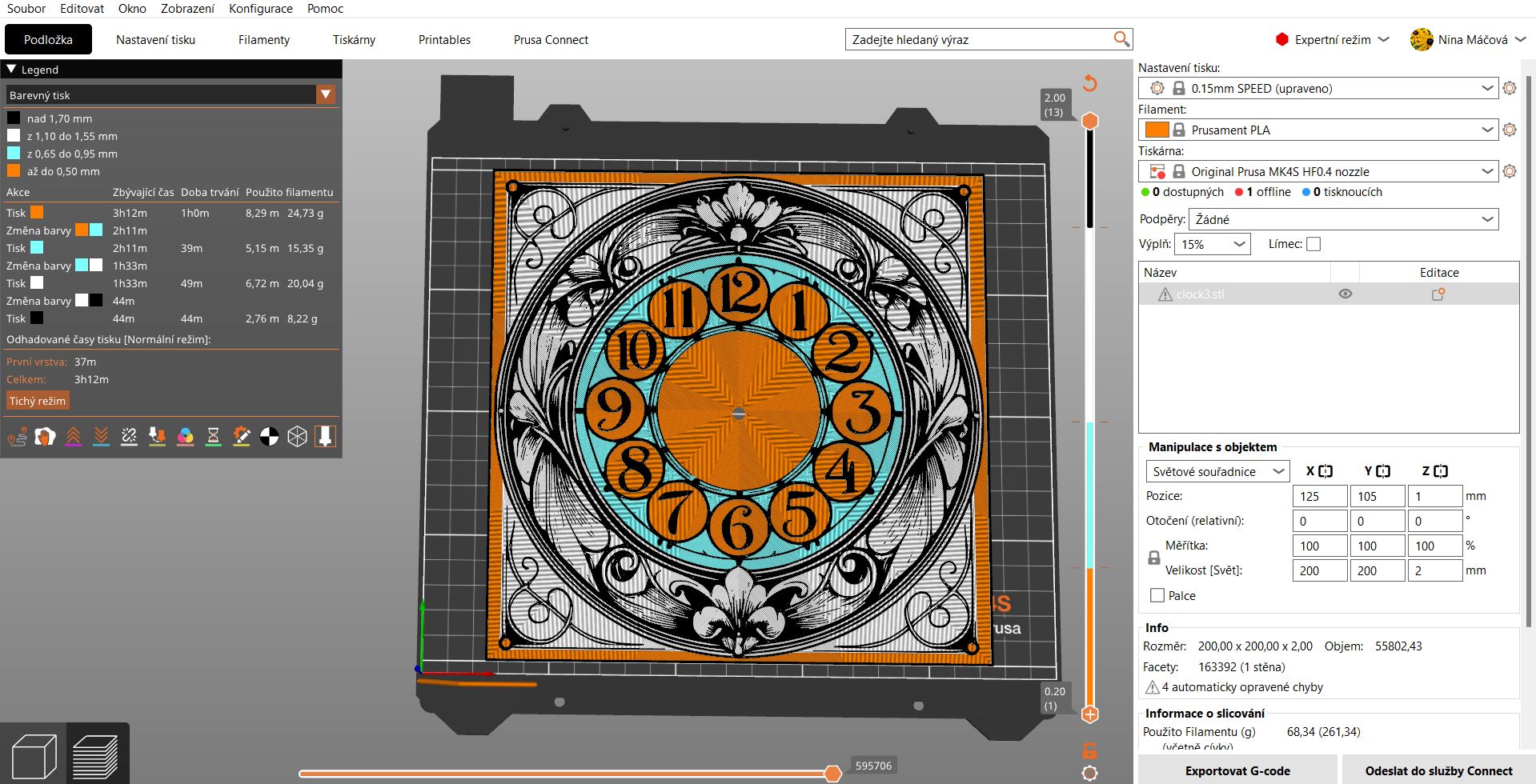 Square flower clock face (1) by Nina Máčová | Download free STL model ...