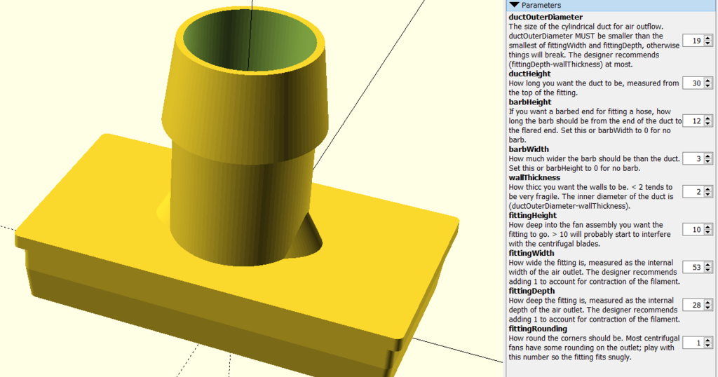 Centrifugal blower fan/radial fan duct (with barb for hose connection ...