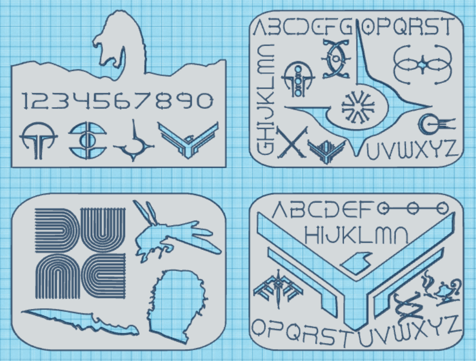 DUNE Alphabet Uppercase, alphabet lowercase and Numbers Stencil ...
