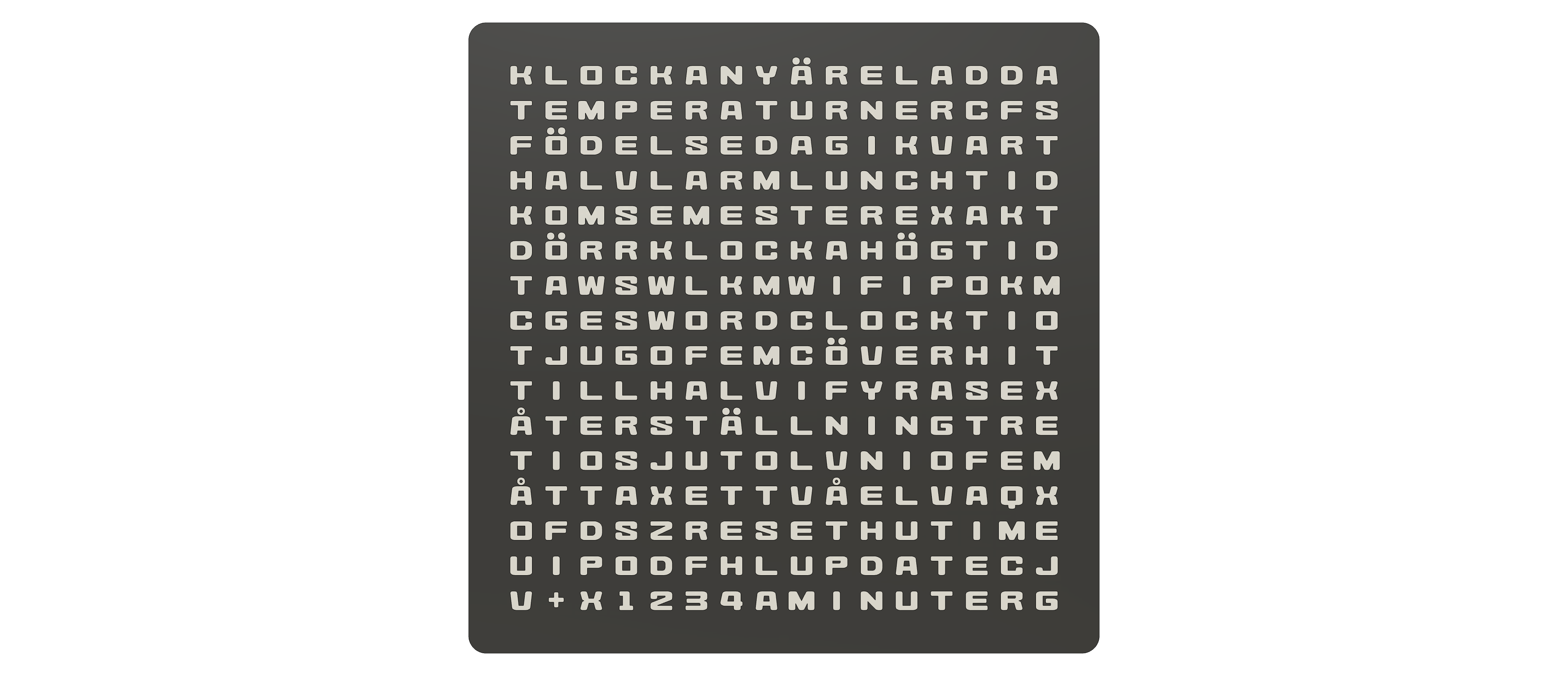 WordClock 16x16 - 2025 von AWSW | Kostenloses STL-Modell herunterladen | Printables.com