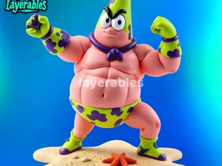 Chibi-Style Patrick Star Superhero 3D Model - Muscle-Bound SpongeBob ...