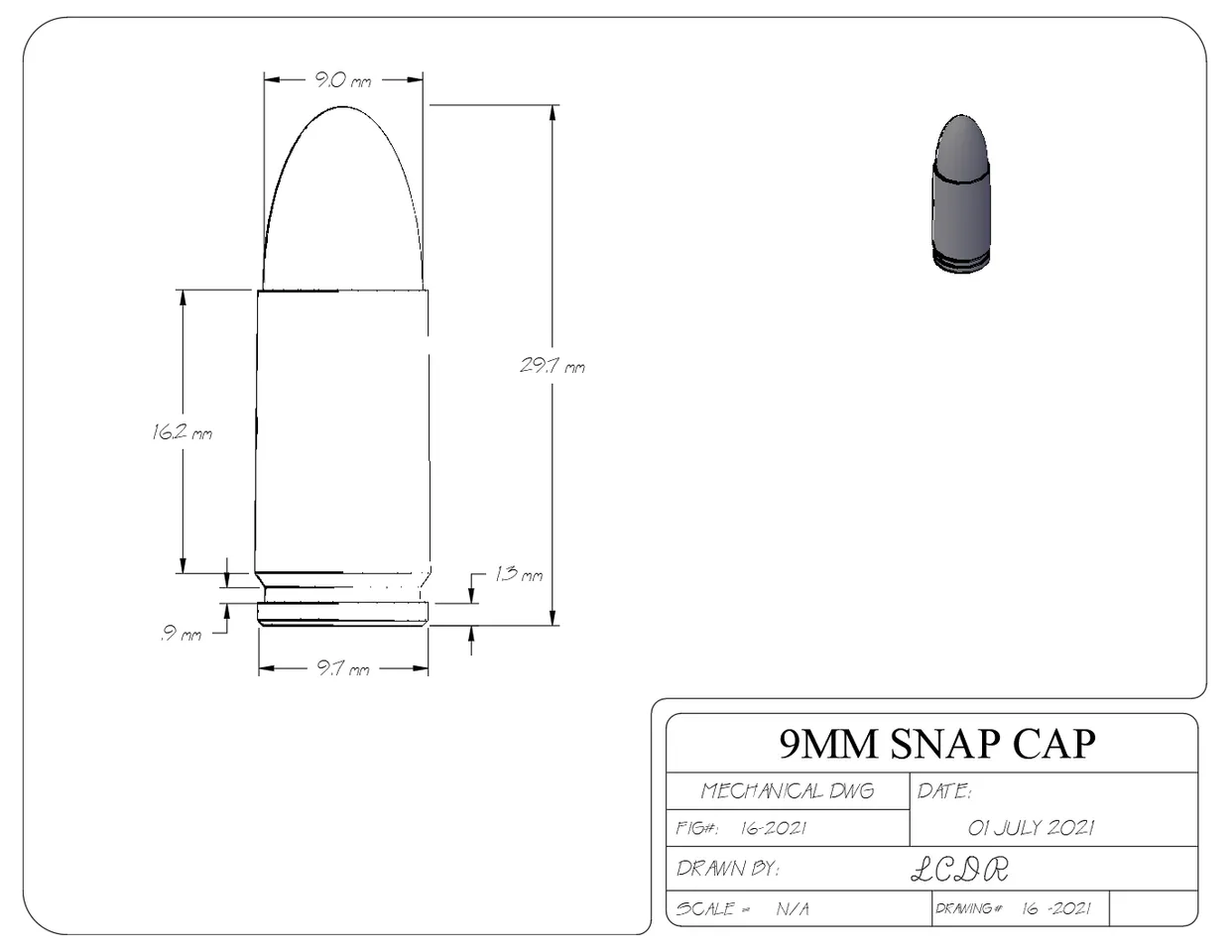 9mm Snap Cap by CDR | Download free STL model | Printables.com
