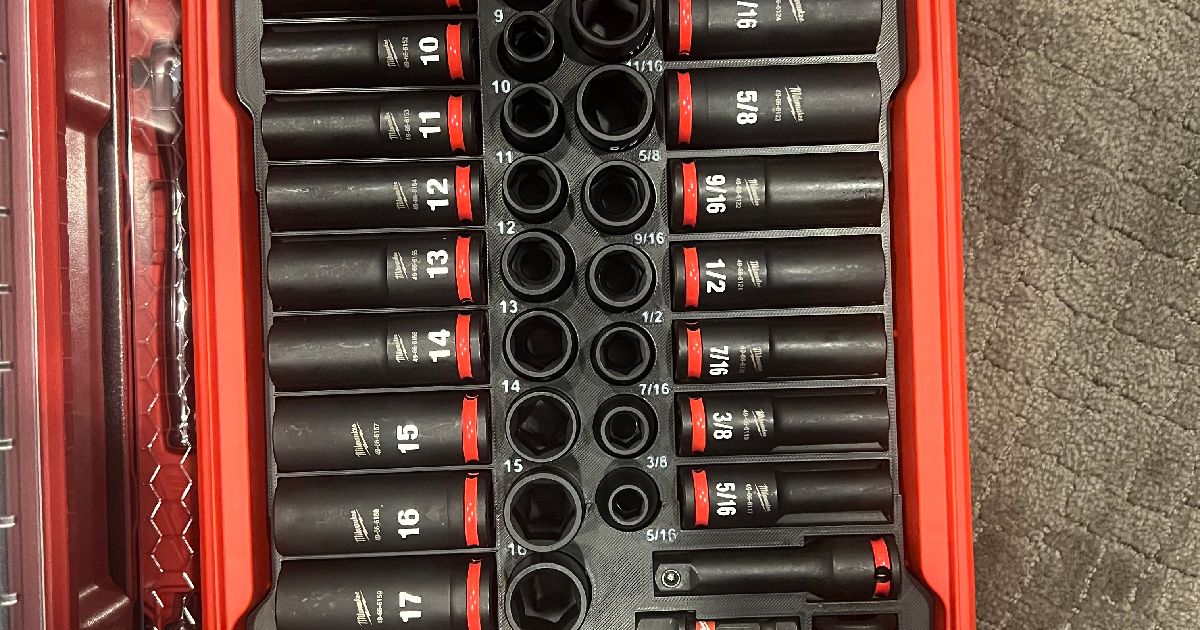 Milwaukee 3/8in 43PC Impact Socket Packout Insert by Eggy | Download ...