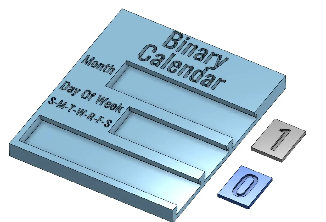 Binary Calendar by Spuppernickle | Download free STL model | Printables.com