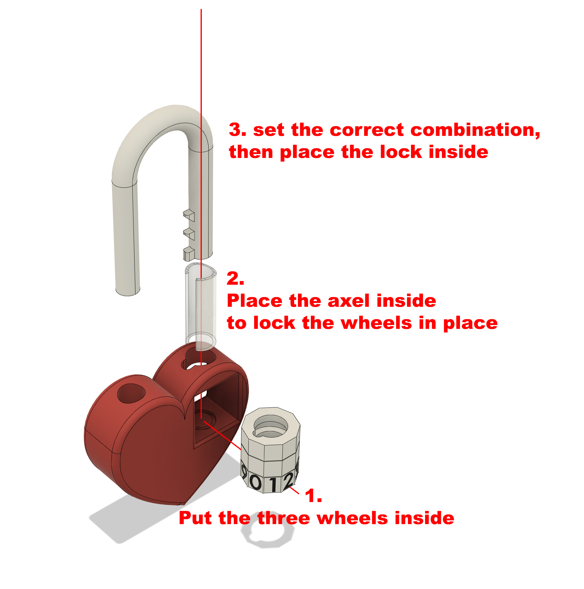 Valentine's Day Heart-Shaped Combination Padlock by MM3D Workshop ...