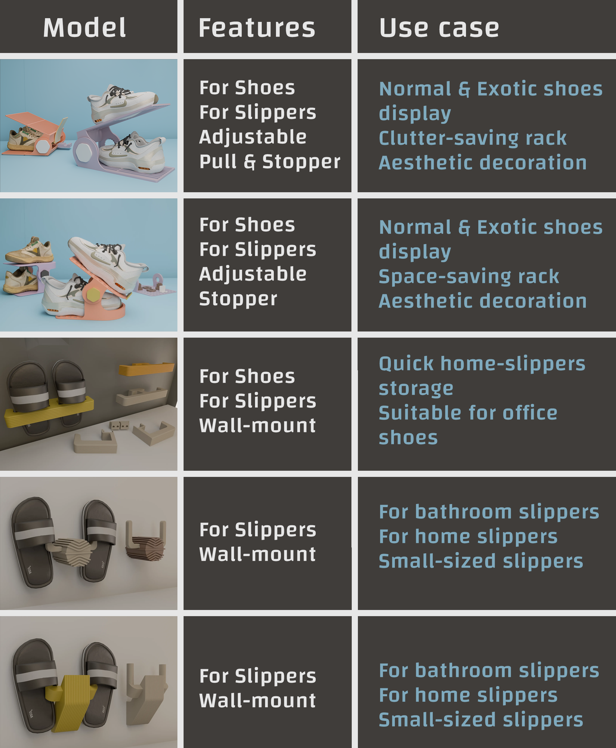 Modern rounded slippers wall holder by Levanter | Download free STL ...