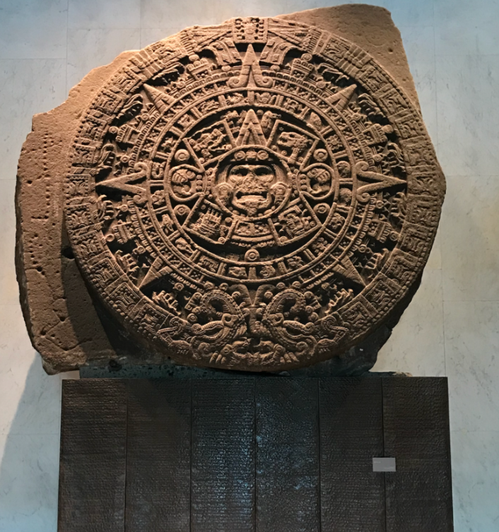 Aztec calendar (Aztec sun stone) Spanish-Piedra del Sol . DIORAMA WITH ...