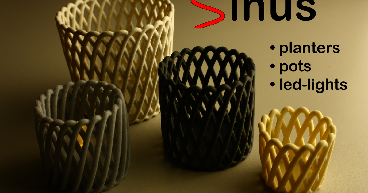 Pots, planter and LED tealight case -Sinus- by wolf3D | Download free ...