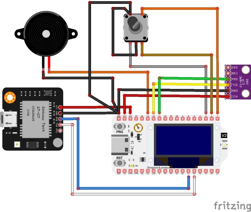 nomadBox - heltec WiFi LoRa 32(V3) case, GPS, BME280, buzzer, rotary ...