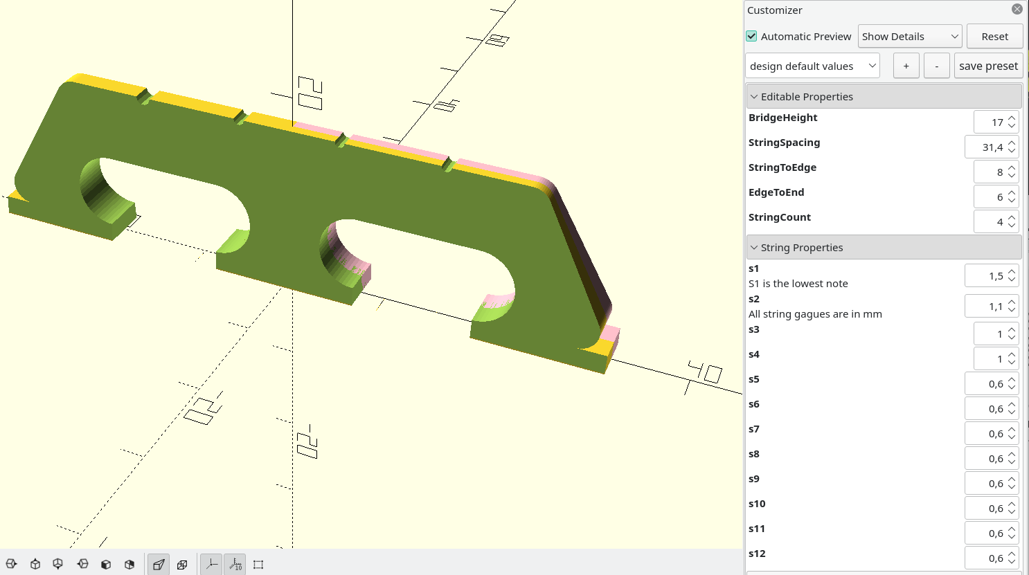 Floating Banjo/Mandolin Bridge (Parametric+Customizable) by ...