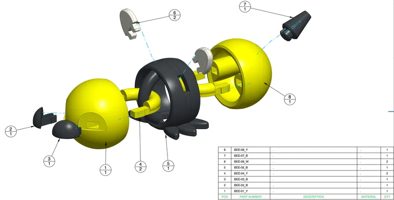 Cute articulated bees - no MMU, no AMS by Bobino | Download free STL ...