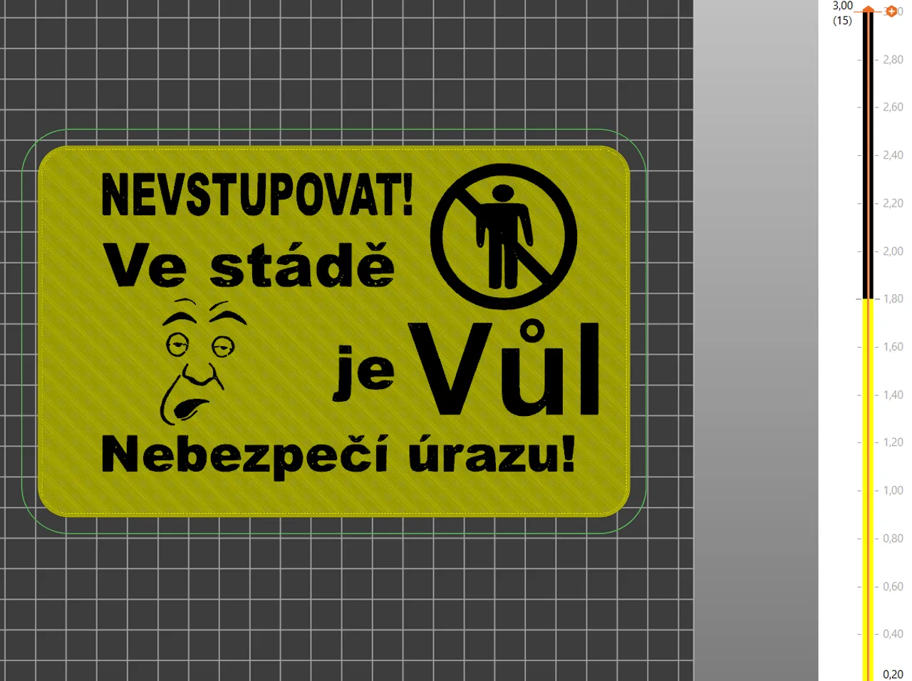 Varovná cedule - ve stádě je vůl by Obecovský | Download free STL model ...