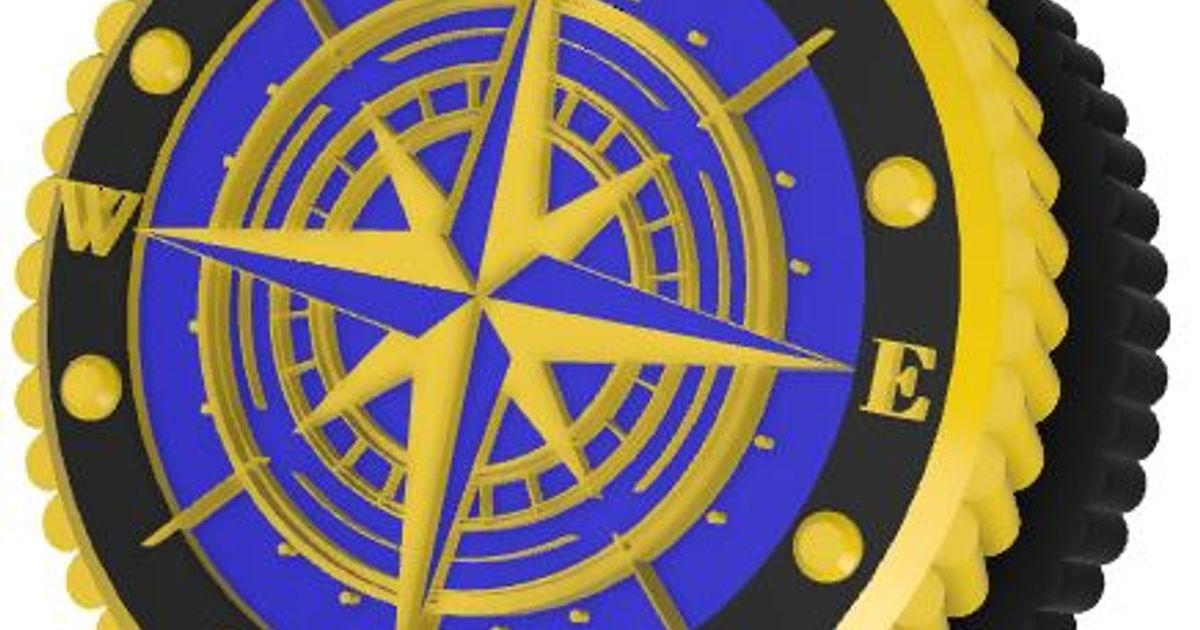 No Sew Button - Nautical Compass Rose by mbrowwwn | Download free STL ...