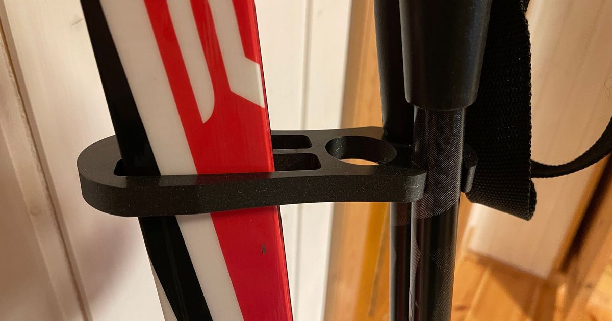 Cross-country ski & pole holder/clip by tammets | Download free STL ...