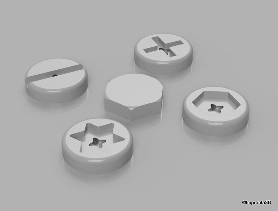 Bolt/Screw head buttons by JuanCallon | Download free STL model ...