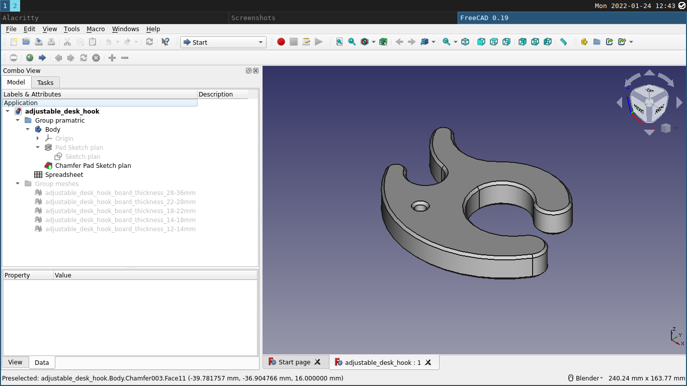 Adjustable desk hook by franpoli | Download free STL model | Printables.com