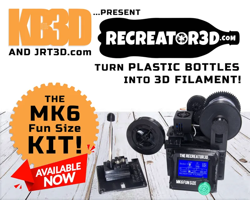 The Recreator 3D : MK6 KB-3D Kit - Turn PET1 plastic bottles into 3D filament by JRT3D ...