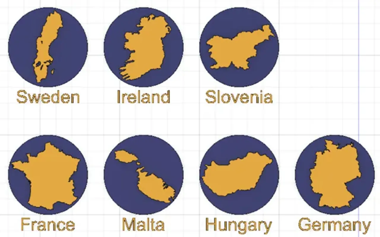 EU countries buttons by W.Bálint | Download free STL model | Printables.com