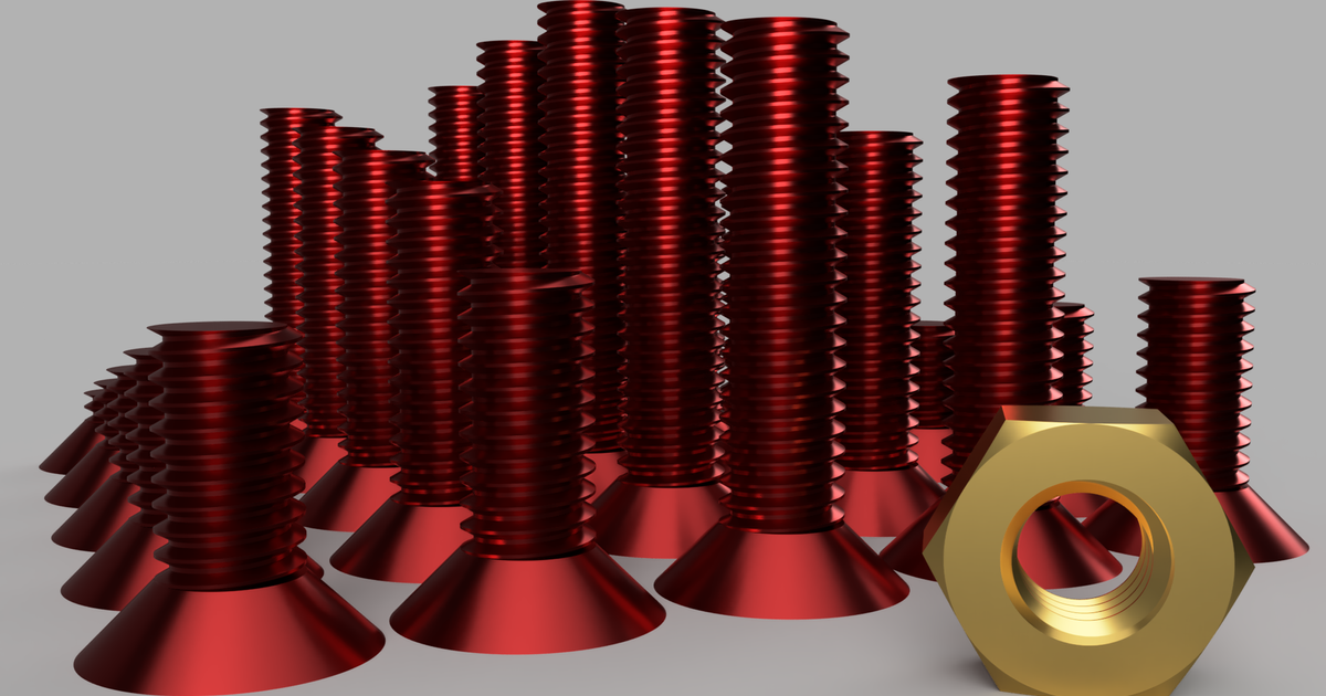 M4 Conical Screws (Hex head) and nut 2mm-27mm by Nikolica | Download ...