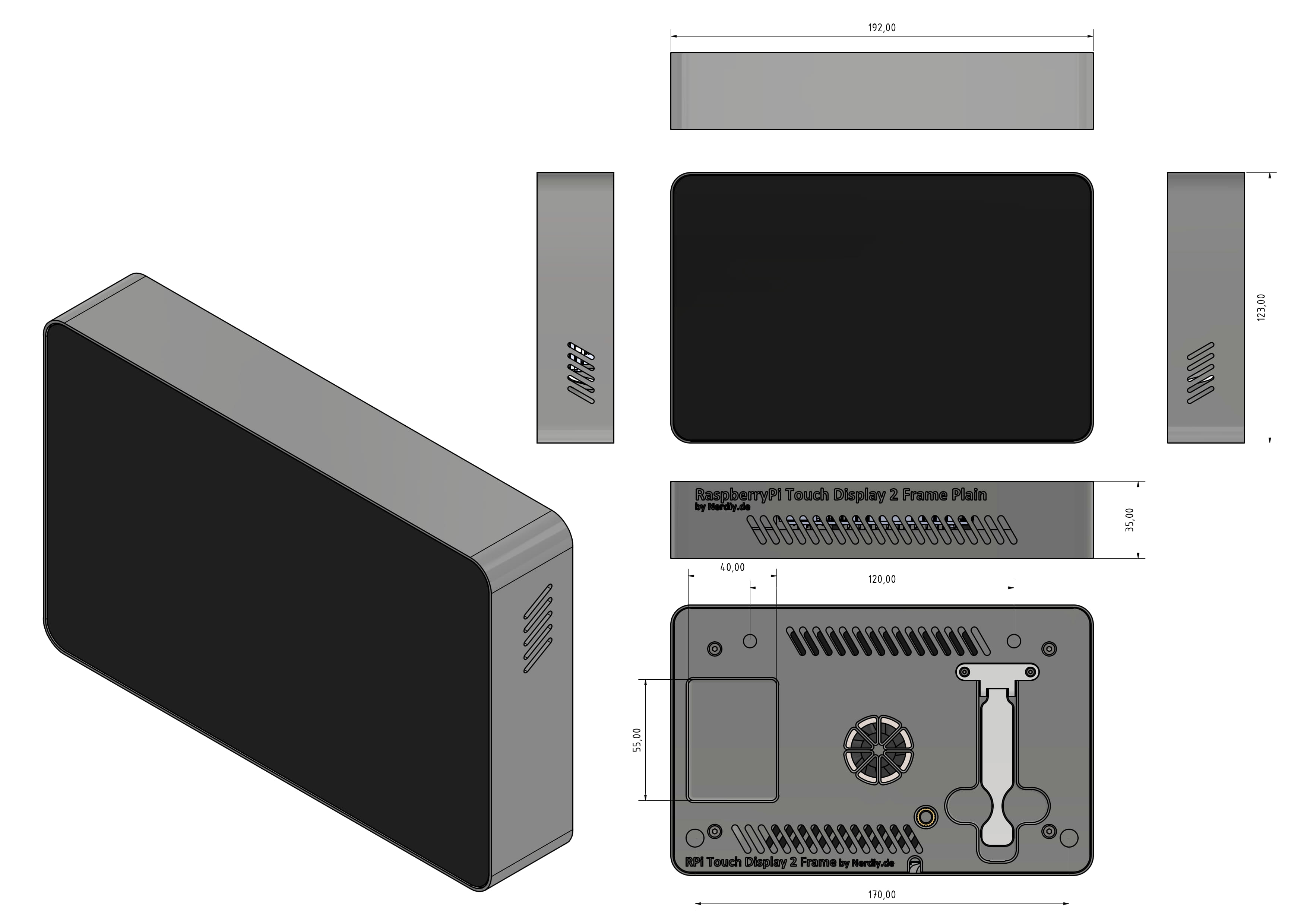 Raspberry Pi Touch Display 2 Frame for RaspberryPi 5 - Horizontal by Nerdiy.de by Nerdiy.de ...