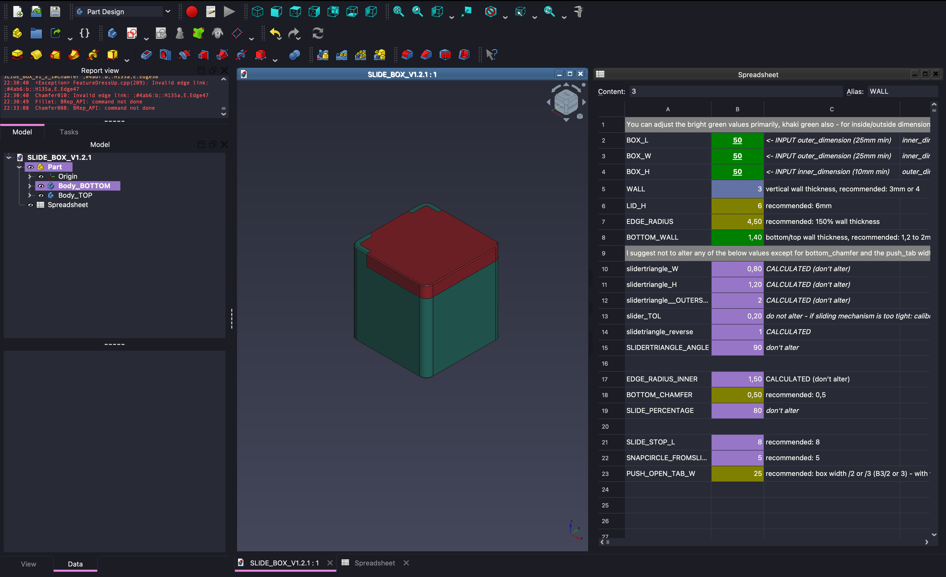 storage boxes with sliding lid (in all sizes, parametric - FreeCAD 1.0. ...