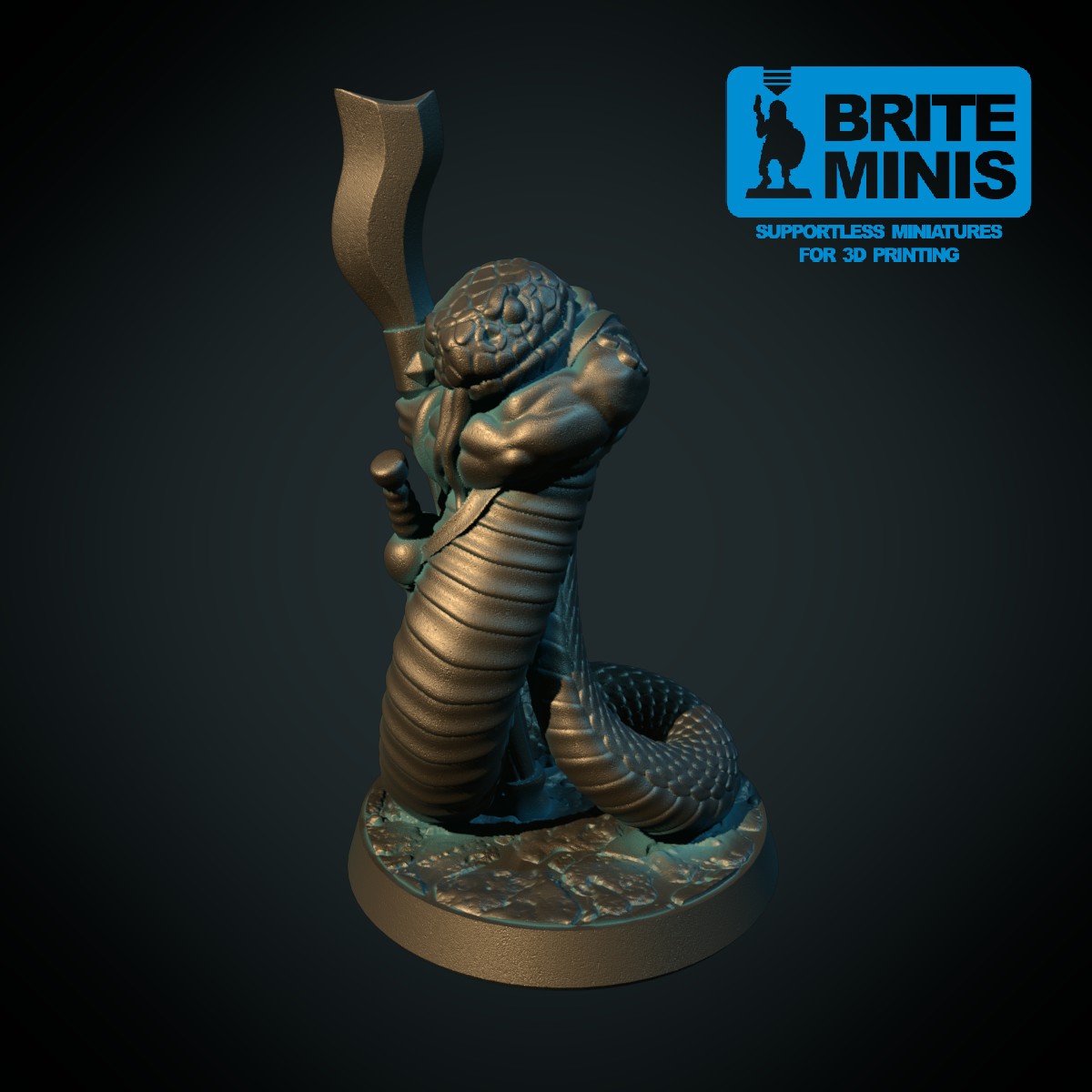 Snake man with halberd 28mm (supportless, FDM-friendly) by Brite Minis ...