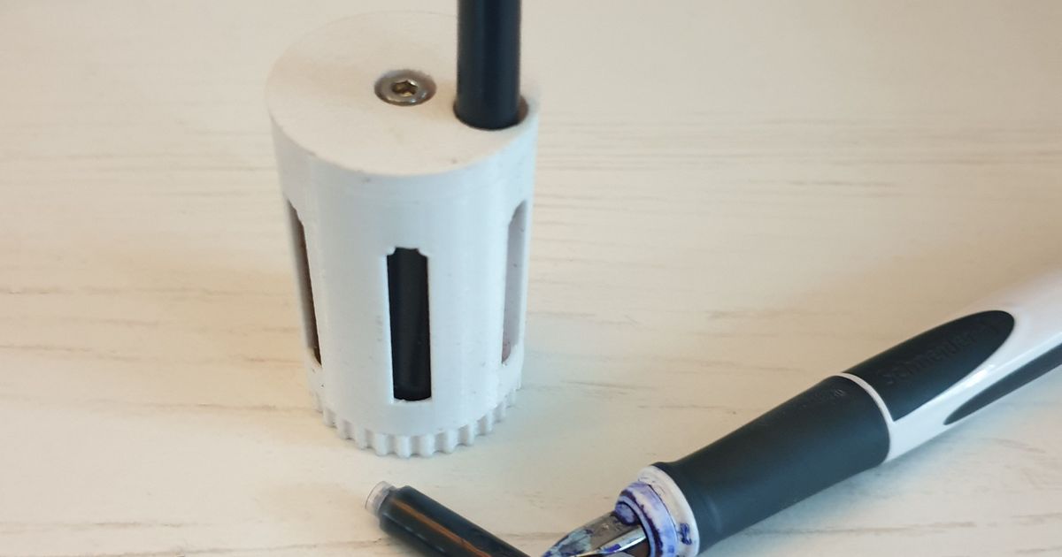 Fountain pen cartridge dispenser box. Revolver drum-like storage box ...