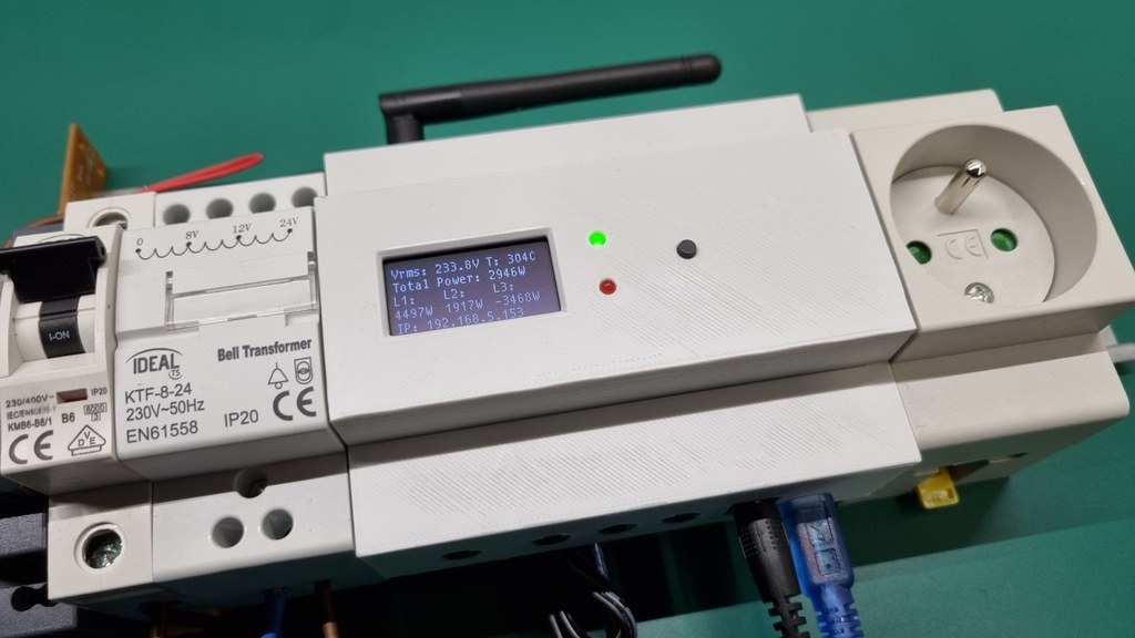 DIN rail case for EmonTX v3 with EmonESP and OLED display (SH1106). by ...