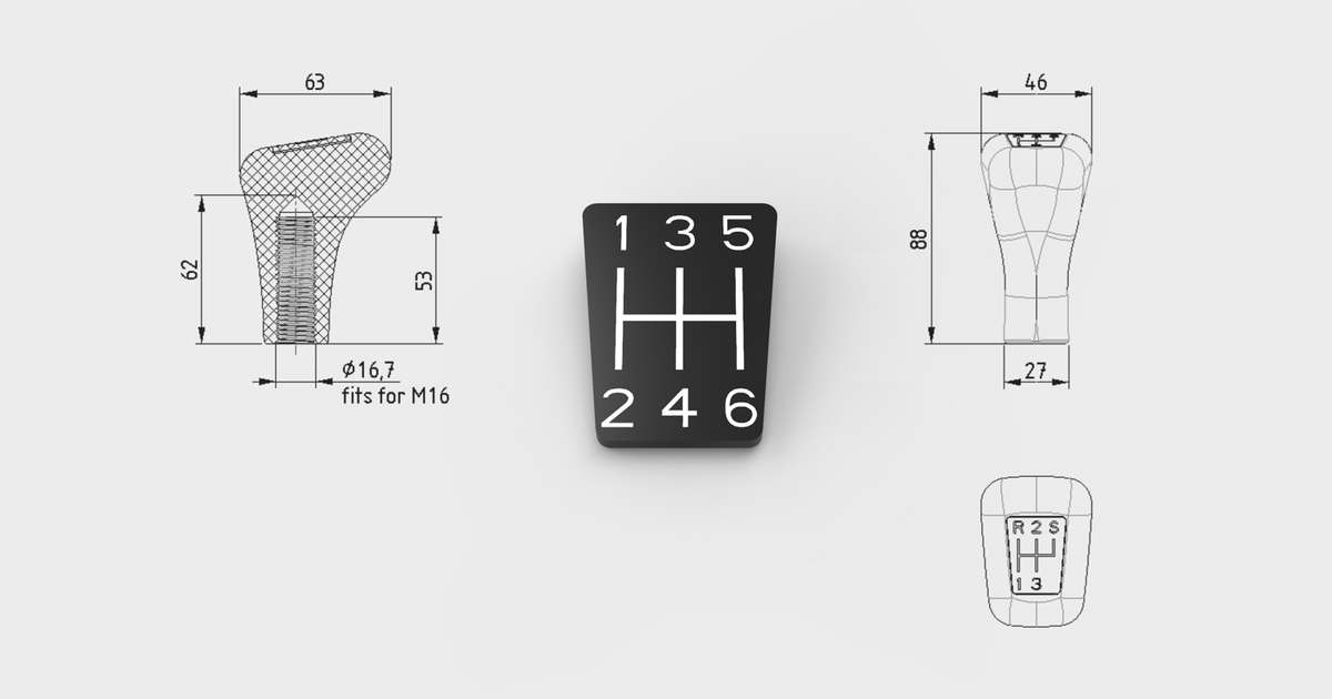 Gearshift pattern - 6 speed by H3dSprint | Download free STL model ...