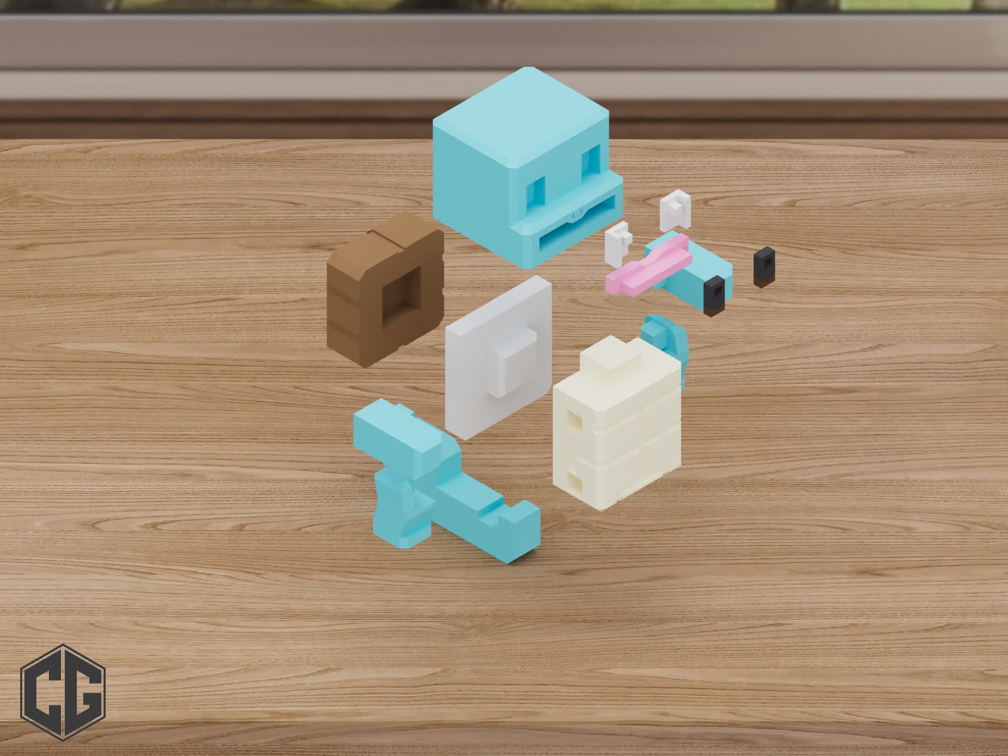 Squirtle Pokemon Voxel Multipart Low Color by CG3D | Download free STL ...