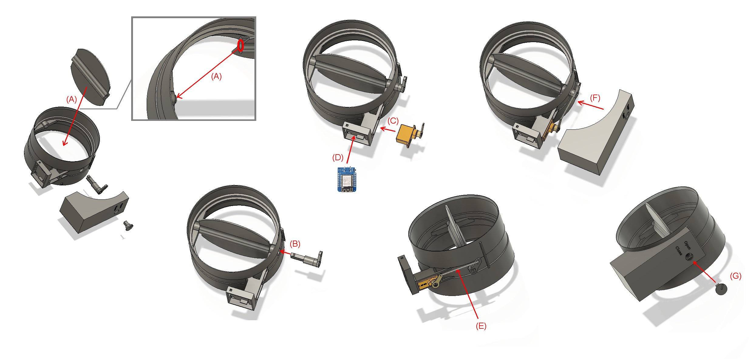 125mm - Servo ventilation pipe flap with ESP-Web-Control by Mimimi ...