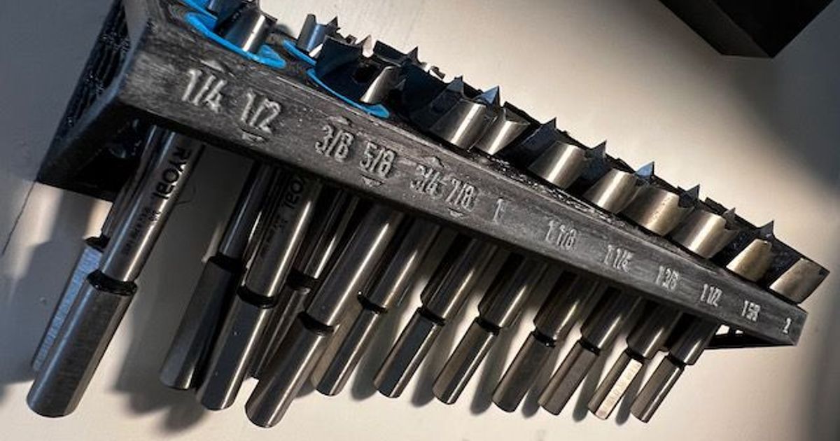 Compact Wall Mounted Forstner Bit Holder by toddanglin | Download free ...