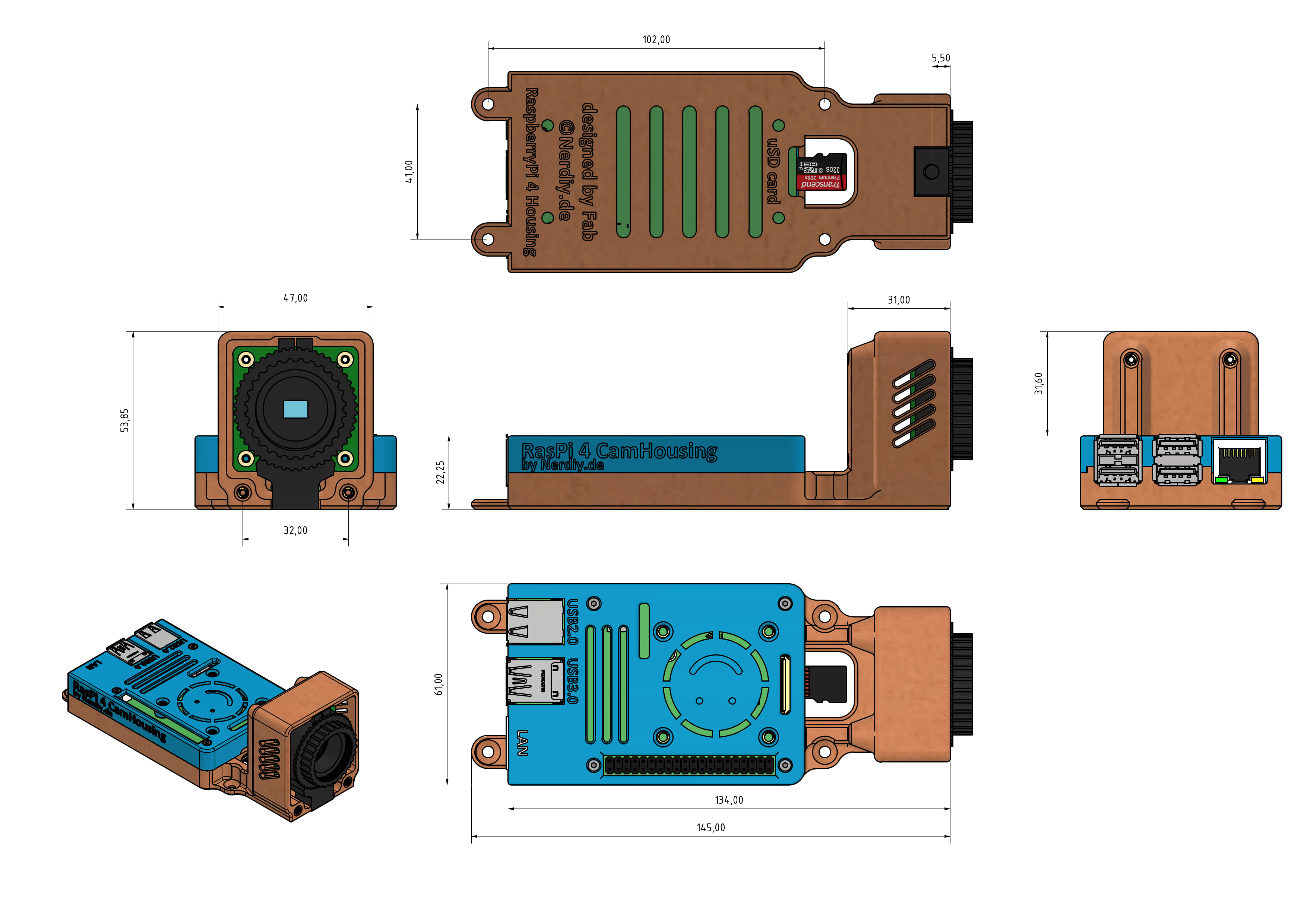Raspberry Pi4 & Straight mount for Raspberry Pi GS and HD camera by ...