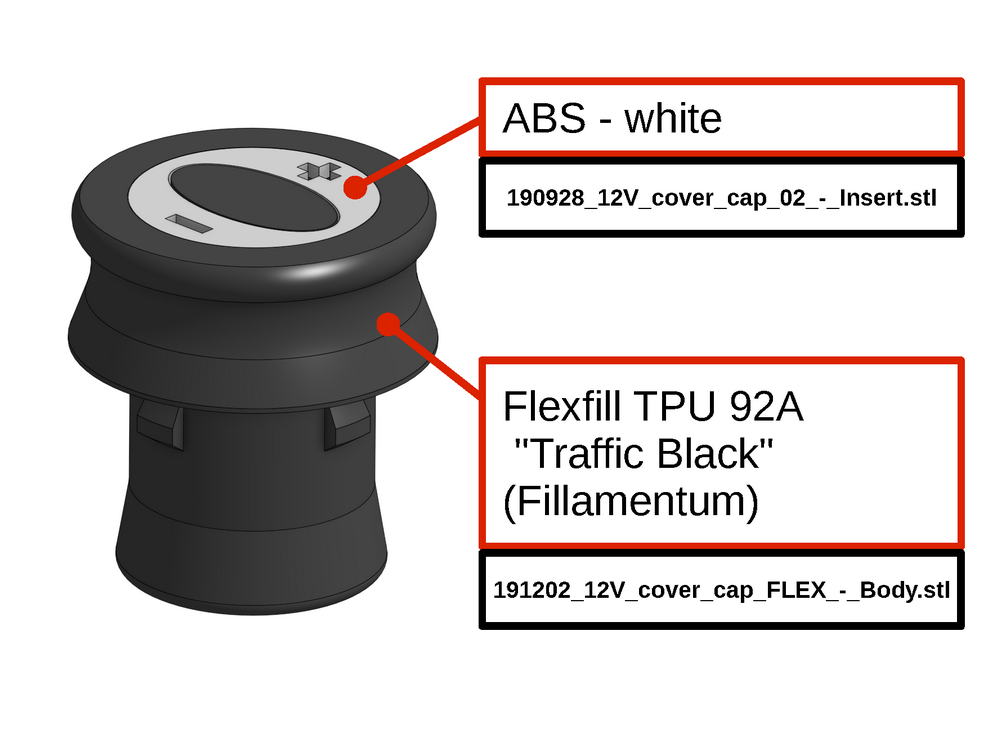 12V socket cover cap by Hyta | Download free STL model | Printables.com