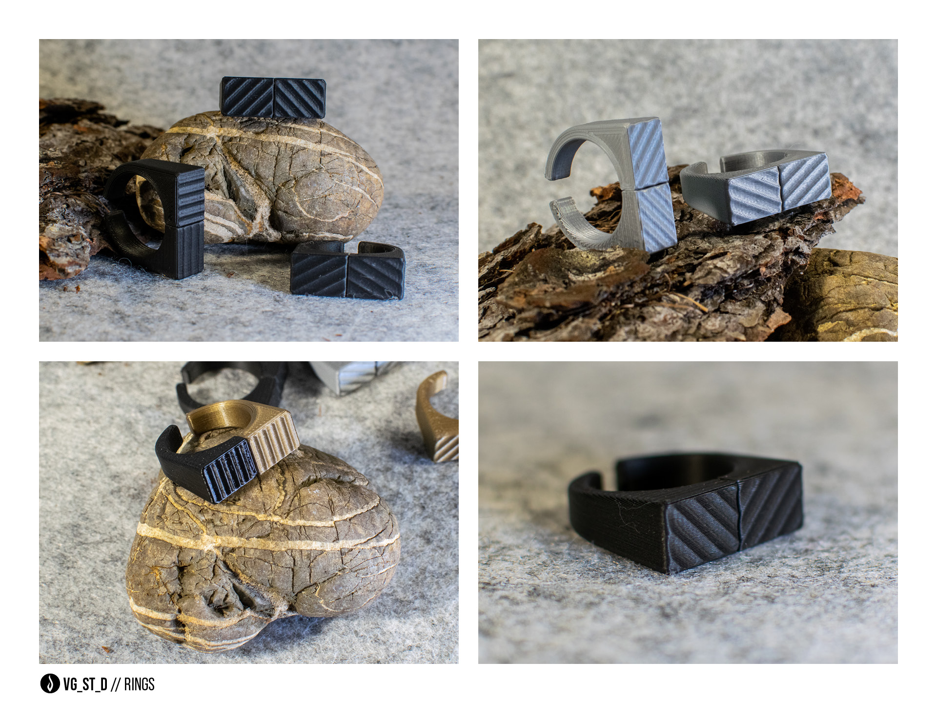 Customizable Texture Rings by VG_ST_D | Download free STL model ...